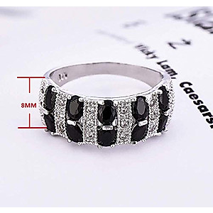Charming 925 Sterling Silver Oval Black Onyx Gemstone Ring Wedding Jewelry Gift (7)