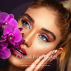 Zoestar Crystal Eye Jewels Sparkly Rhinestone Eye Makeup Jewelry Festival Rave Stickers for Women (Style 1)