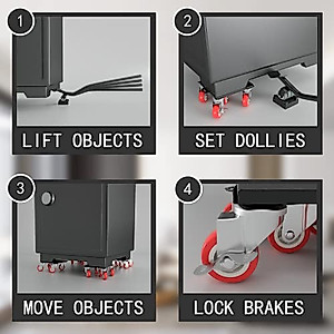 【Upgrade Large】 Furniture Dolly,Furniture Movers with 5 Wheels,Carbon Steel Panel Heavy Duty Dolly,Furniture Lifter with 5 360° Rotatable Rubber Universal Wheels,Maximum Load 3747LBS