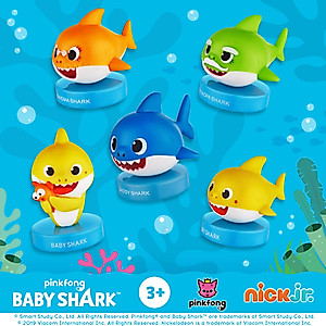 Baby Shark Toy Stampers Set of 5 – Self-Inking Baby Shark Toys, Action Figures, Party Decor, Birthday Party Supplies, Cake Toppers – Parent, Baby, Grandparent Sharks and William - Party Decor (B)