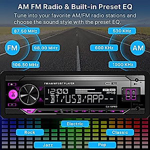Single Din Car Stereo with Bluetooth: in Dash Digital Multimedia Receiver - Dual USB SD AUX Input | AM FM Car Radio | APP Control | Wireless Remote | Quick Charge