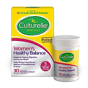 Probiotic with Strains to Support Digestive, Immune & Vaginal Health*, Culturelle Women’s Healthy Balance Probiotic, Gluten Dairy & Soy Free, 30 Count