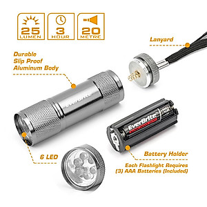 EverBrite 18-Pack Mini LED Flashlight Set - Portable Flashlights Ideal for Hurricane Supplies Camping, Night Reading, Cycling, BBQ, Party, Backpacking - Includes Lanyard & 54 x AAA Batteries