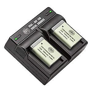BM 2-Pack of NB-13L Batteries and Dual Battery Charger for Canon PowerShot SX740 HS, G1 X Mark III, G5 X, G5 X Mark II, G7 X, G7 X Mark II, G7 X Mark III, G9 X, G9 X Mark II, SX620 HS, SX720 HS Camera