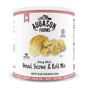 Augason Farms 5-90620 Country Fresh 100% Real Instant Nonfat Dry Milk, 1 lb., 13 oz. & Honey White Bread Scone & Roll Mix Emergency Food Storage #10 Can