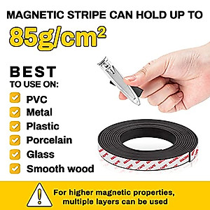 Magnetic Tape Strips with Adhesive Backing - Magnetic Strip SUKH Magnet Band Strong Adhesive Cuttable Magnetic Sheets Magnets Perfect for DIY, Art Projects,Whiteboards,Fridge Organization Classroom