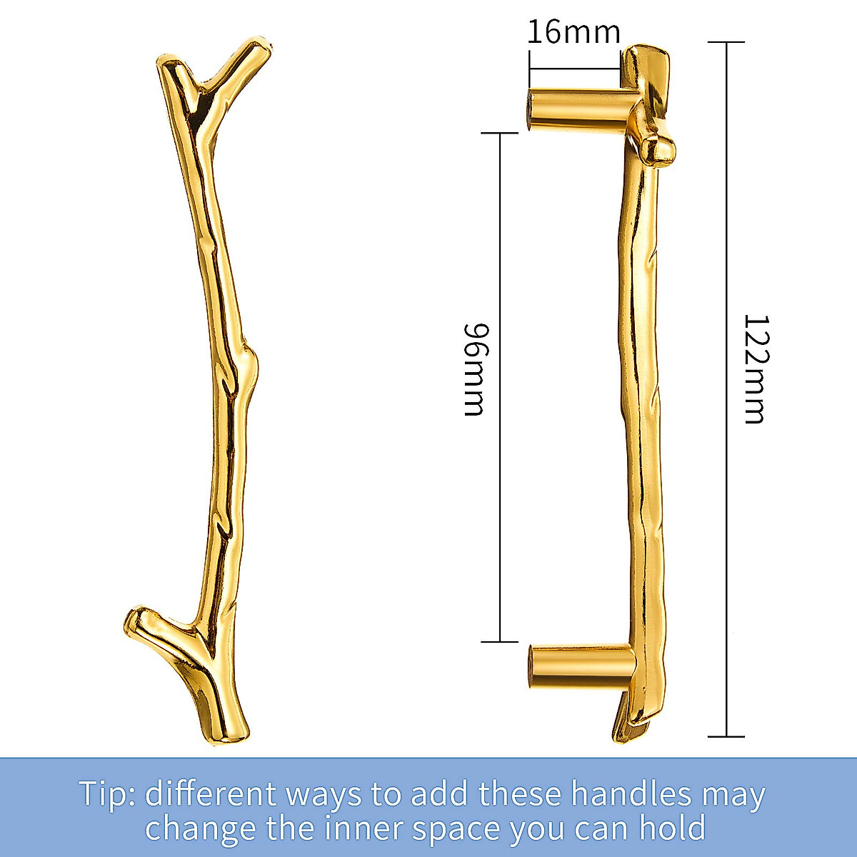 6 Pieces Tray Handles for Tray Molds Resin Tray Molds Handles Branches Shaped Stainless Steel Handles with Screw Sets for Silicone Serving Tray Mold, 4.8 Inch (Gold)