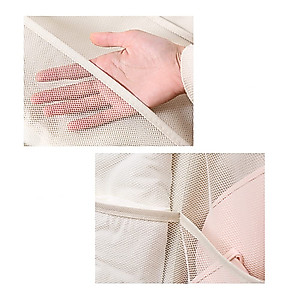 ZHONGLI Hanging mesh Pockets, Oxford Cloth Double-Sided Wardrobe Storage Bags, Used for Underwear, Bras, Socks, Accessories with Hangers (Beige（5+10）)
