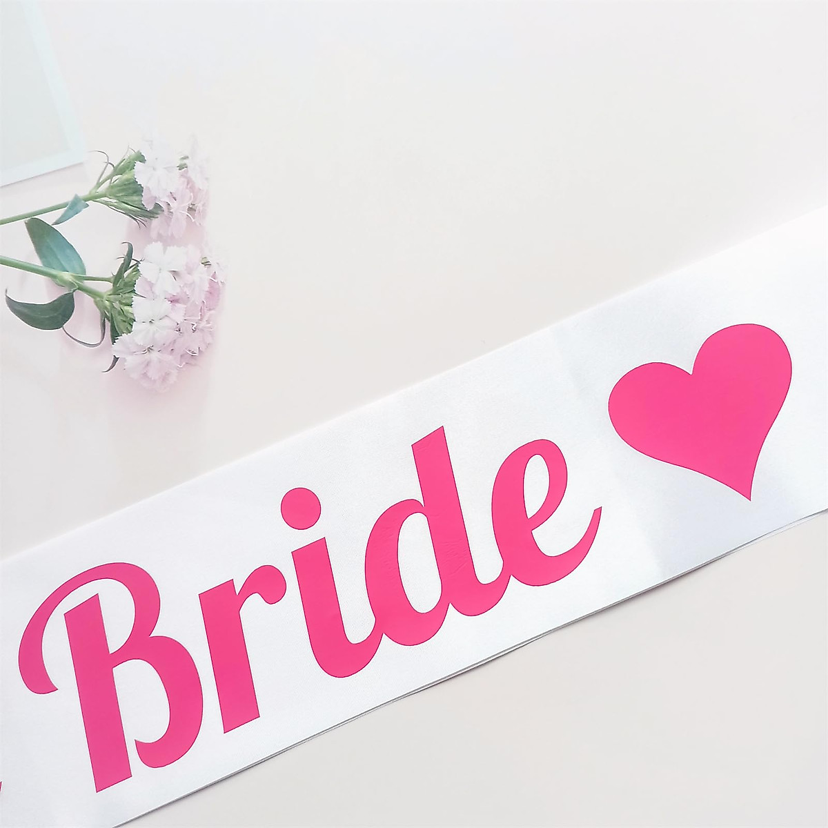 Magnusson's Garden The Bride Let’s Go Party Pink Doll Dream Bach Themed Bachelorette Sash, She Found Her Ken Bridal Shower Accessory for Future Mrs., Retro Hot Pink Heart Wedding Sash