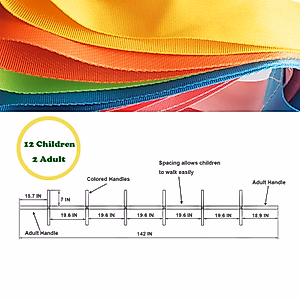 Safety Walking Rope with Colorful Handles for Up to 6 Children,10 Children and 12 Children-Perfect for Daycare Schools and Teachers.