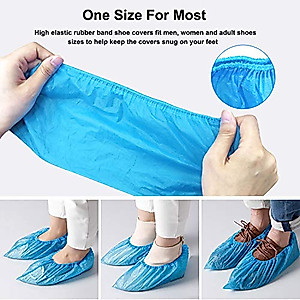 Shoe Covers Disposable -100 Pack（50 Pairs） Disposable Shoe & Boot Covers Waterproof Slip Resistant Shoe Booties, Durable Boot & Shoes Cover, One Size Fits All (CPE Plastic)