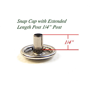 Snap Fastener Extended Length Cap has a 1/4" Post/Eyelet has a 3/8" Post - Select The Quantity That You Need (10 Piece Set)