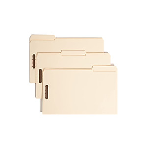 Smead 19537 Fastener File Folder, 2 Fasteners, Reinforced 1/3- Cut Tab, Legal Size, Manila, 50 Per Box (19537)