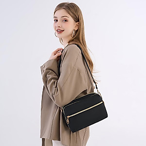 YANAIER Functional Multi Pocket Crossbody Bag for Women Stylish Ladies Shoulder Messenger Bags Purse Burgundy