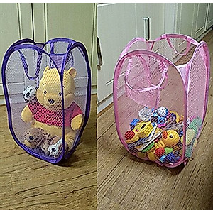 Magik 3 Pack Pop Up Folable Laundry Basket Mesh Hamper Washing Clothes Bag Storage Bin