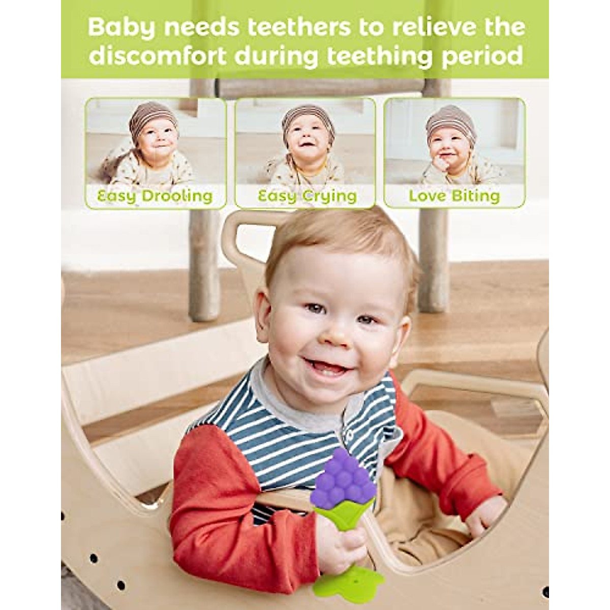 Teething Toys for Babies, 10 Pack Silicone Baby Teethers, Frozen Baby Teething Toys, Fruit Shape, BPA-Free, Natural Organic Soft & Textured