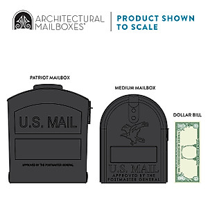 Architectural Mailboxes Patriot Plastic Post Mount Mailbox, Compatibility Code E, GMB505BAM, Black, Medium Capacity