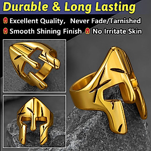 FaithHeart Personalized Custom Women Stacking Rings Retro Spartan Mask Design Biker Ring for Male Size 10