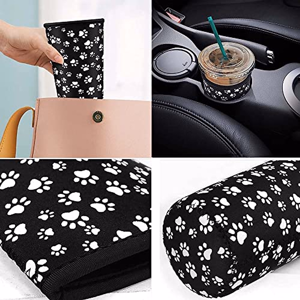 3 Pack Reusable Iced Coffee Sleeves, Jahomieo Insulator Sleeve for Cold Beverages, Neoprene Drink Sleeve Cup Holder for Starbucks Coffee, McDonalds, Dunkin Coffee，More