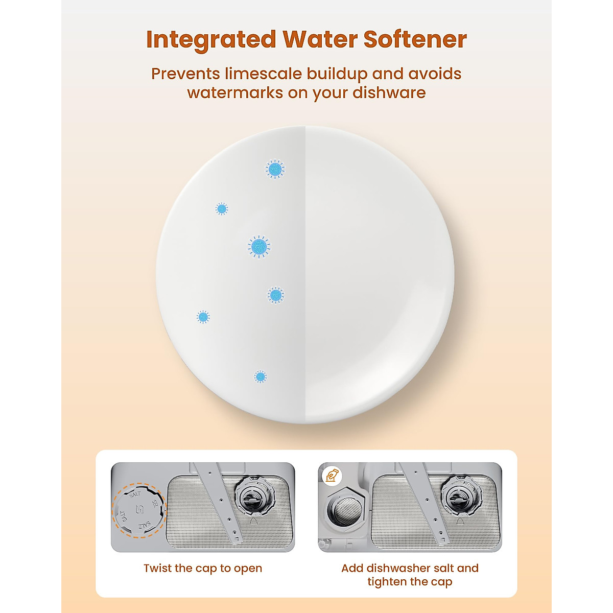 HAVA 2025 NEW Upgraded Countertop Dishwasher with Water Softener and Enhanced Energy Efficiency, Portable Dishwasher with 8 Wash Programs, Child Lock & Delayed Start Function, No Installation Needed