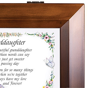 Cottage Garden Dear and Beautiful Granddaughter Dark Wood Finish Jewelry Music Box - Plays Tune You are My Sunshine