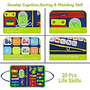 LearnToy Dinosaur Montessori Toys Preschool Learning Toys for Toddlers 1 2 3 4 Years Old, Toddler Busy Board-Educational Toys, Sensory Board, Autism Toys, Toddler Travel Activities Board Toy