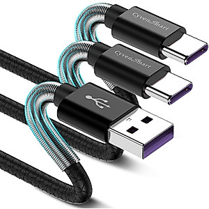 CyvenSmart USB Type C Cable 10ft, [2 Pack] USB A 2.0 to USB-C Fast Charger Durable TPE Cord Compatible with Samsung Galaxy A10/A20/A51/S10/S9/S8 Plus/Note 9/8,LG V50 V40 G8 G7 Thinq-Black