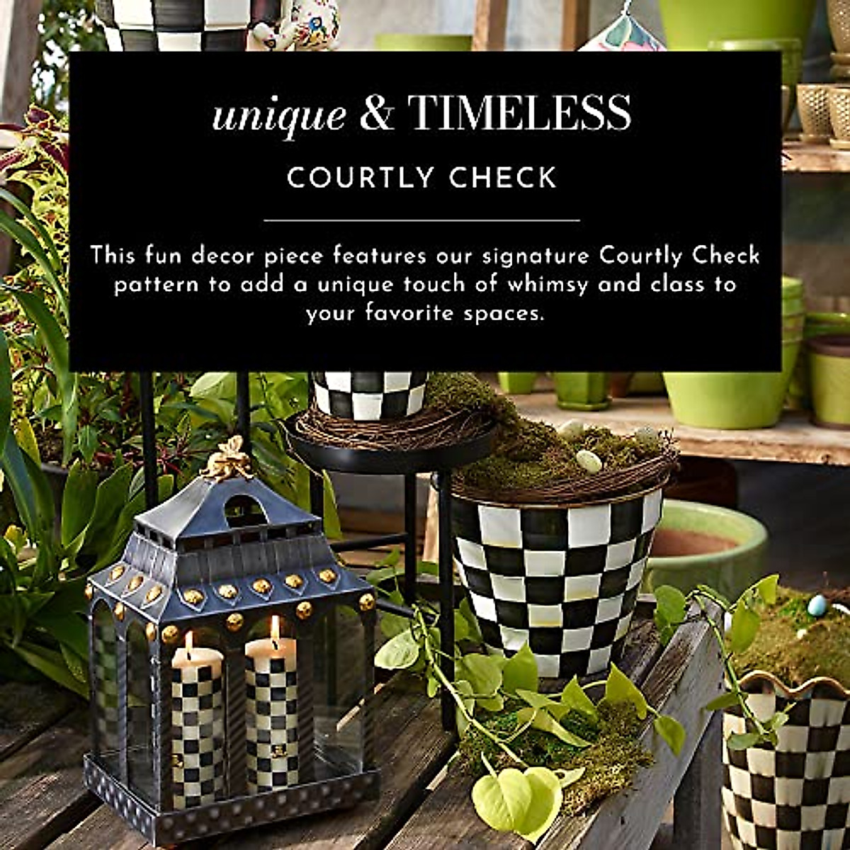 MacKenzie-Childs Courtly Check Basket, Small Decorative Basket for the Home