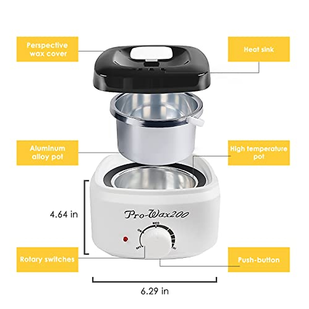 Wax Warmer Kit - Wax Warmer Hair Removal with 3 Hard Wax Beans, Wax Pots Professional for All Hair Types Eyebrow-Facial-Bikini, Painless At Home Wax Machine for Hair Removal with 10 Wax Sticks