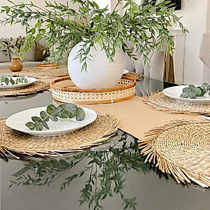 Artera Set of 6 Oversized Round Seagrass Placemat, 15" Round, Woven Table Mats, No-Slip Natural Heat Resistant Mats for Table, Coasters, Pots, Pans & Teapots in Kitchen (Round 10)