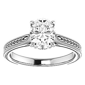Mois 3 CT Oval Colorless Moissanite Engagement Ring for Women/Her, Wedding Bridal Ring Set, Eternity Sterling Silver Solid Gold Diamond Solitaire 4-Prong Sets for Her (6)