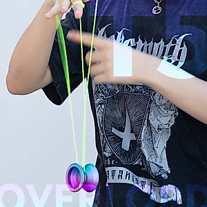 YOSTAR Yoyo T5 Overlord Unresponsive Yoyo for Kids/Adults, Dual Purpose Metal Yoyo Professional with Responsive Yoyo Bearing for Beginners + 12 Yoyo Strings + Yoyo Case Bag (Blue Pink Gradient)