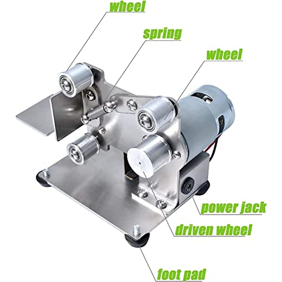 Podoy 𝙐𝙥𝙜𝙧𝙖𝙙𝙚𝙙 Mini Belt Sander Electric DIY 7 Speed Adjustable Control Small Grinder Sharpener Polisher Machine 110V with 10 Belts for Metal Knife Wood Polishing
