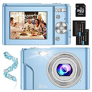 Digital Baby Camera for Kids Boys Girls Adults,1080P 48MP Kids Camera with 32GB SD Card,2.4 Inch Kids Digital Camera with 16X Digital Zoom, Compact Mini Camera Kid Camera for Kids/Teens（Light Blue）