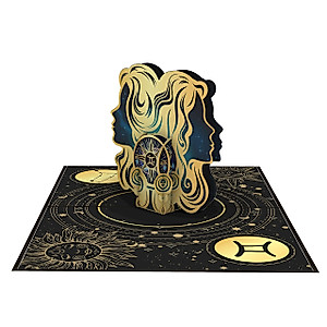 iGifts And Cards Gemini Zodiac Star Sign Birthday 3D Pop Up Greeting Card - Elegant Zodiac Sign Gift, Unique Birthday Present, Astrology Enthusiasts Surprise Celebration, Twin-Themed Party, 5x7