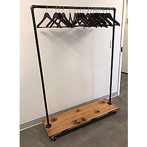 FOF FRIEND OF FAMILY Industrial Pipe Clothing Rack Garment Rack Pipeline Vintage Rolling Rack with Wheels Ballet Clothing Rack