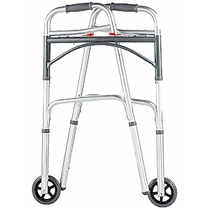 Walker Wheels and Ski Glides 1 Pair, Rubber Universal Walker Caster Wheel with 8 Height Adjustable, Replacement Rollator Accessories, 4 PCS