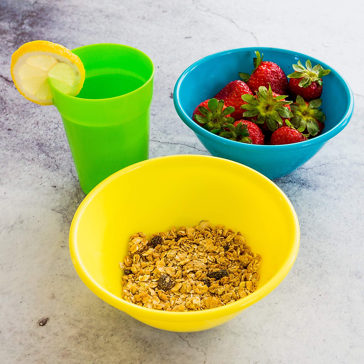 Youngever 22 ounce Plastic Bowls, Cereal Bowls, Soup Bowls, Set of 9 in 9 Assorted Colors