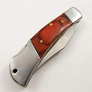 Wood Handle Basic Lockback Folding Knife Knife