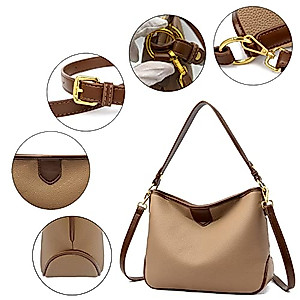 TarsaMult Hobo Bags for Women Soft Faux Leather Shoulder Crossbody Ladies Purses and Handbags Fashion Large Bucket Tote Bag(6157 Khaki)