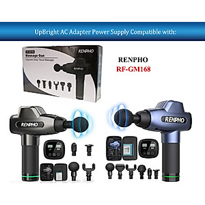 UpBright 24V AC/DC Adapter Compatible with RENPHO C3 RF-GM168 RFGM168 CA Massage Gun Deep Tissue Muscle Massager 22.2V 2000mAh Battery JuYuanHai JYH37-2400650-CA 24VDC 650mA 1A Power Charger (Not 17V