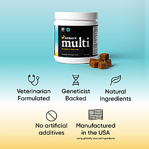 Embark Dog Multivitamin – All-in-1, Vitamins and Supplements for Dogs – Glucosamine, Chondroitin, Joint Support – Skin, Coat, Brain, and Immune Health – Vet-Formulated and All-Natural – 90 Soft Chews