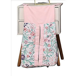 HUPO 4 PC Crib Bedding Set for Girls, Pink Nursery Crib Bedding Set GiraffeBlush Pink Flower, Crib Sets Including Crib Skirt, Crib Quilt, Crib Sheet and Diaper Stacker, Deer-pink