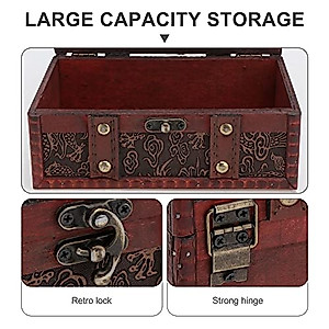 LDCHNH Vintage Wooden Treasure Storage Box Piggy Bank Organizer Saving Box Case Dustproof Earring Rings Necklace Box