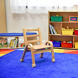 Children’s Factory 11"H NaturalWood Stackable Kids Chair, Hardwood Flexible Seating Classroom Furniture, Toddler Daycare Furniture