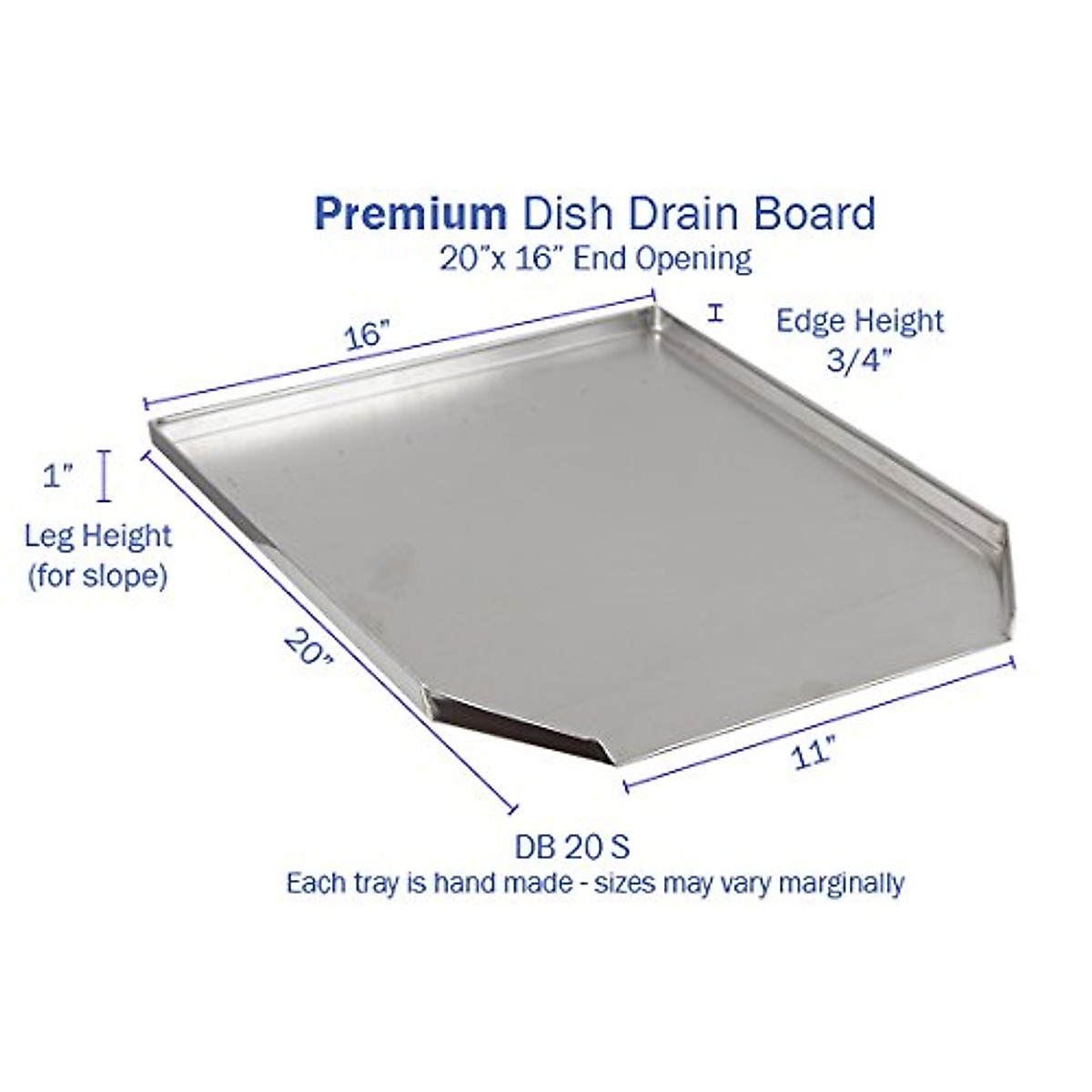 Stainless Steel Dish Drain Board (End Opening)