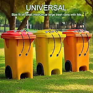 RANERVZ 4-Pack Outdoor Garbage Can Security Locks – Deter Animal Intruders with Sturdy Metal Universal Lock and Rubber-Coated Braided Wire Rope