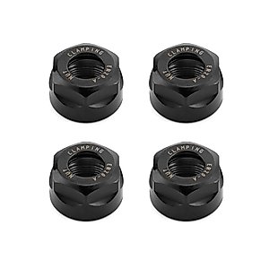 QWORK ER20 A Collet Clamping Nuts for CNC Milling Chuck Holder Lathe, 4 Pack (Black)
