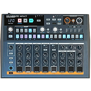 Arturia DrumBrute Impact Analog Drum Machine BUNDLE with 2x Pig Hog MIDI Cable 6ft, Power Supply, and Polishing Cloth - Beat Making Equipment with 10 Drum Sounds, 64 Patterns with 64 Steps