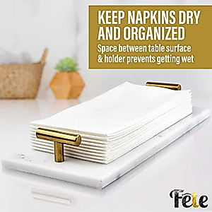 Guest Towel Holder Tray for Bathroom - Marble Tray - White - Bathroom Hand Towel Tray, Paper Guest Towel Holder, Vanity Tray for Bathroom (White)